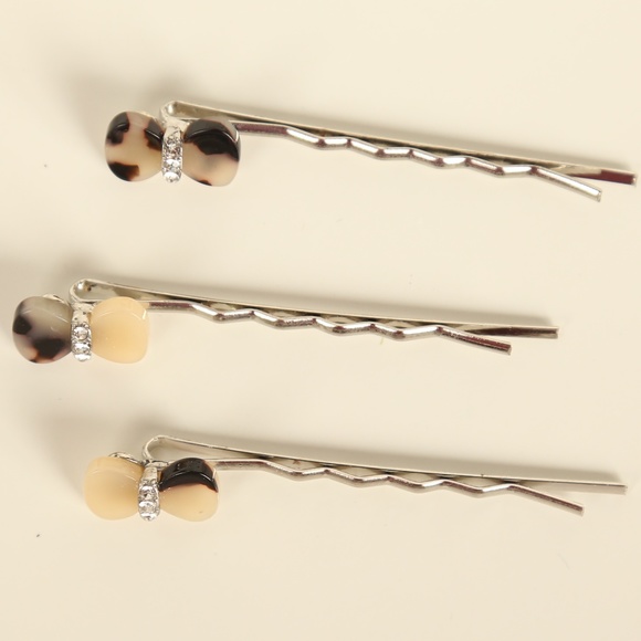 LOOK AROUND | Accessories | 3nwt Tortoise Shell Rhinestones Gold Bow ...